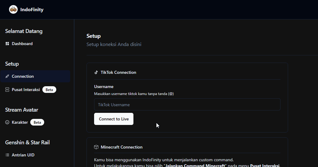 Menghubungkan ke Live TikTok | Tutorial IndoFinity